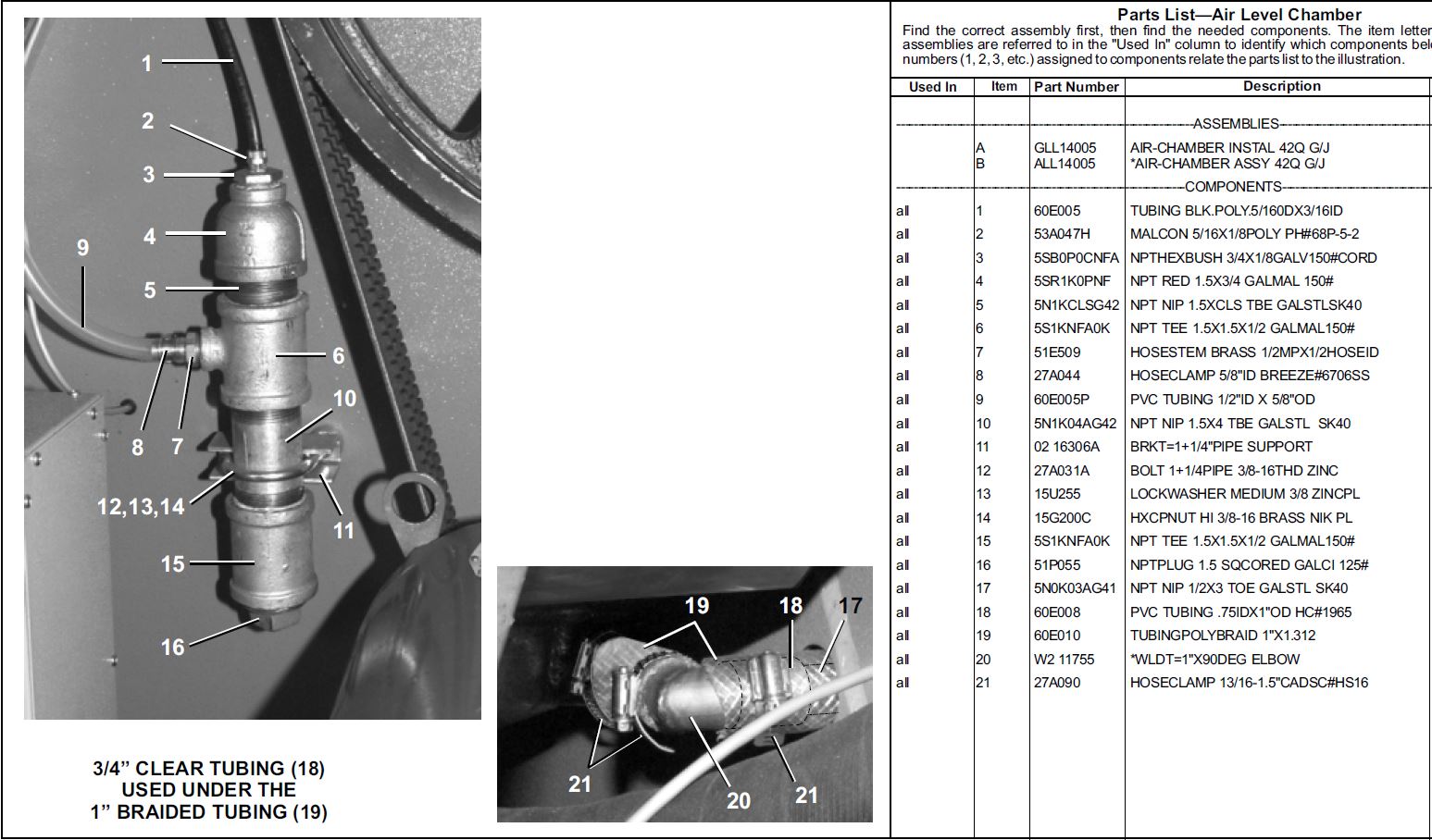 Air Pressure Chamber Assemblies Pictures and Parts Lists for Washer ...