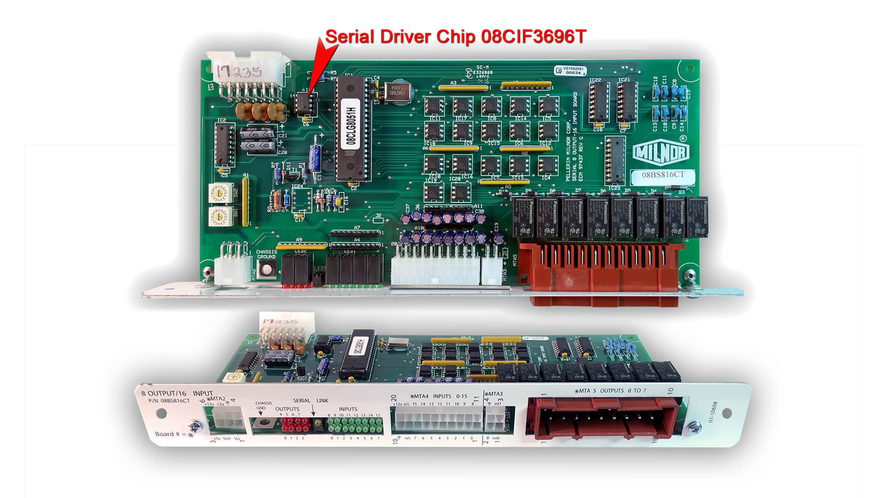 What do the 8/16 boards look like and where is the serial ...